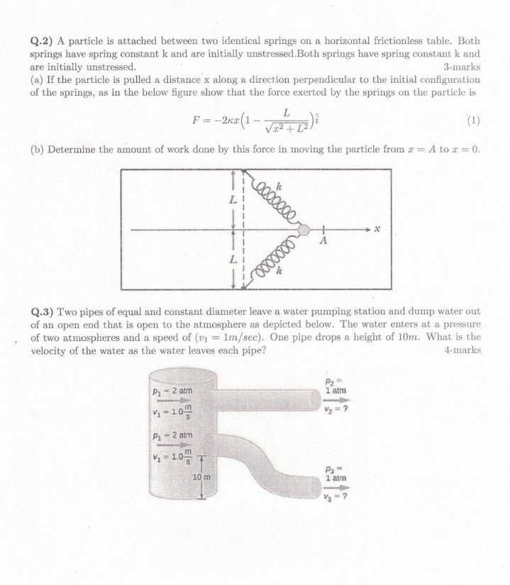 SOLVED: Q.2) A particle is attached between two identical springs on a ...