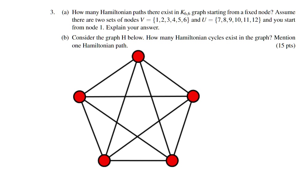 3. (a) How many Hamiltonian paths there exist in K6,6 graph starting ...