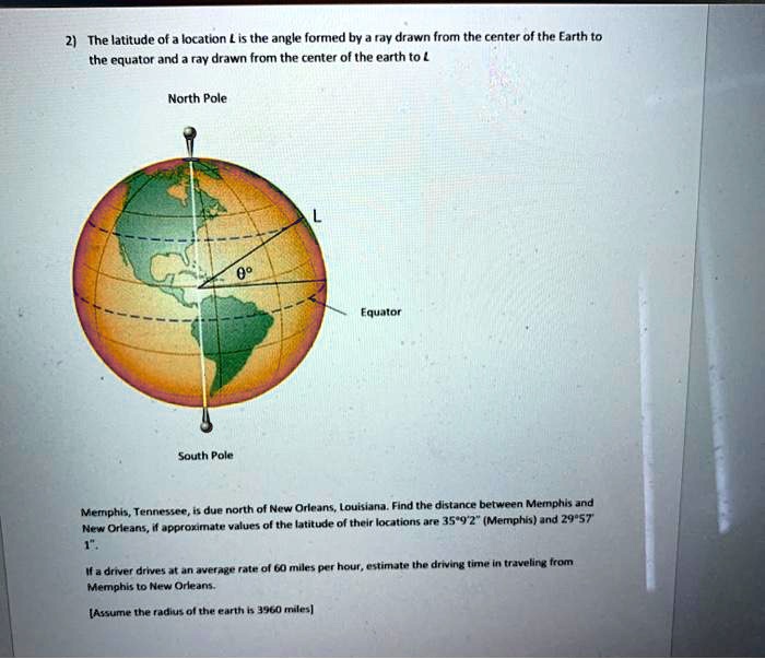 SOLVED: The latitude of location the angle formed by a ray drawn from ...