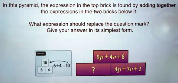 In this pyramid, the expression in the top brick is found by adding ...