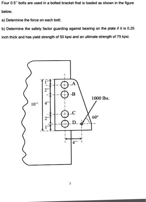 Four 0.5" bolts are used in a bolted bracket that is loaded as shown in ...