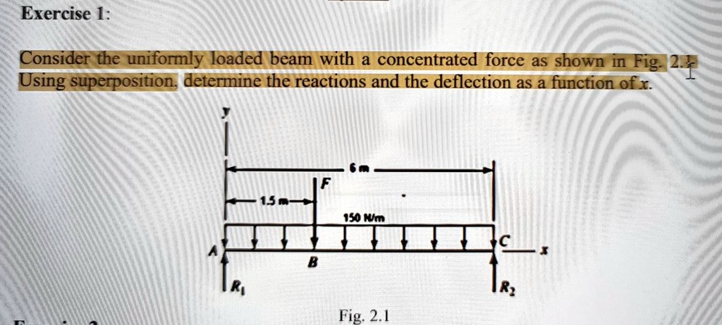 Exercise 1: Consider the uniformly loaded beam with a concentrated ...