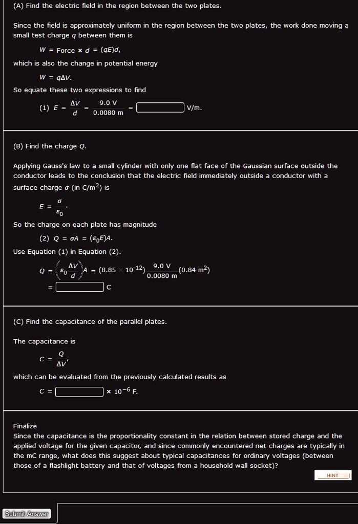 a capacitor is constructed with two parallel metal plates each with an ...