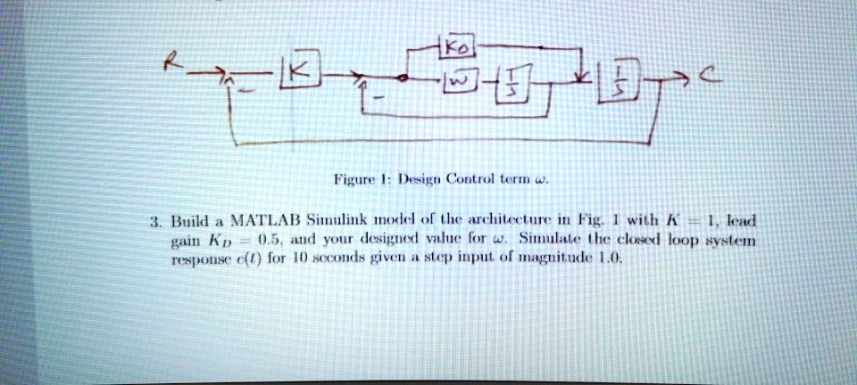 SOLVED: Figure 1: Design Control term with Klead 3. Build a MATLAB ...