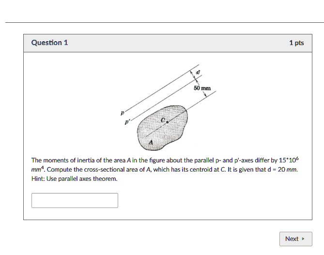 SOLVED: 50 mm The moments of inertia of the area A in the figure about the parallel p- and p ...