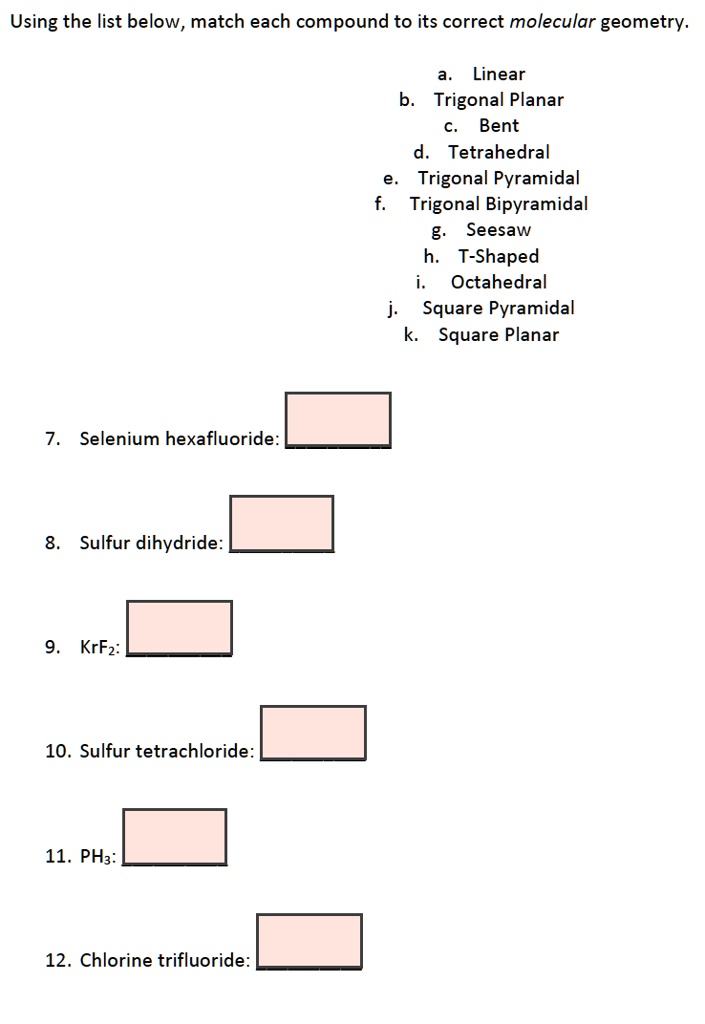 SOLVED: Using the list below, match each compound to its correct ...