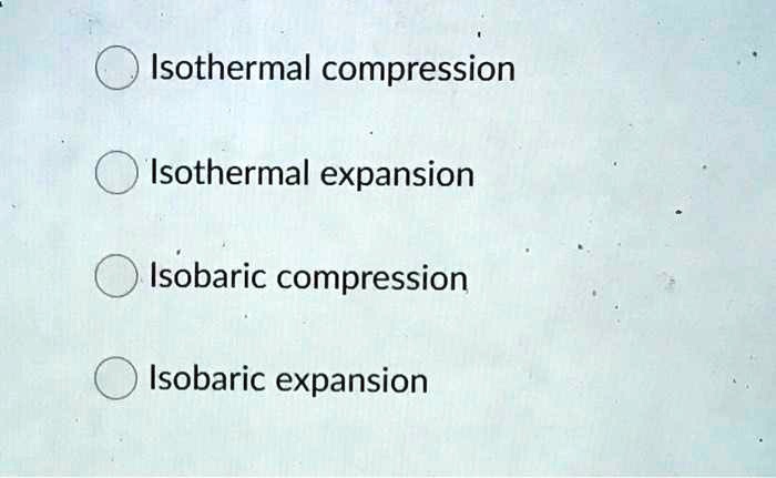 SOLVED: Isothermal compression Isothermal expansion Isobaric ...