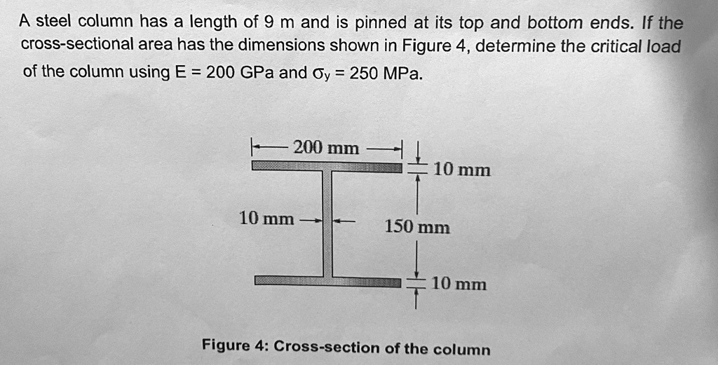 SOLVED: A steel column has a length of 9 m and is pinned at its top and ...