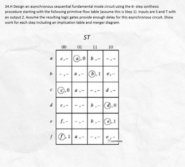 Solved 34 Design An Asynchronous Sequential Fundamental Mode Circuit Using The Step Synthesis