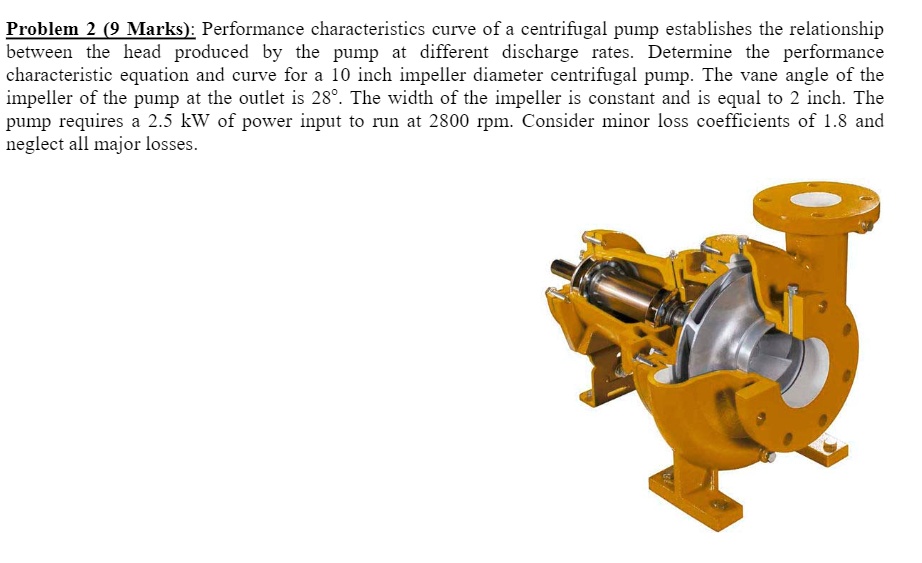 SOLVED: Problem 2 (9 Marks): Performance characteristics curve of a centrifugal pump establishes ...