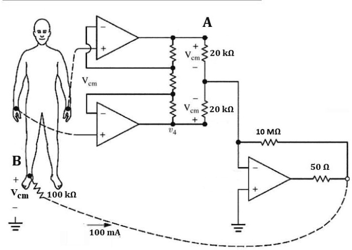 SOLVED: In the circuit below, the voltage value of Vcm (common mode) is ...