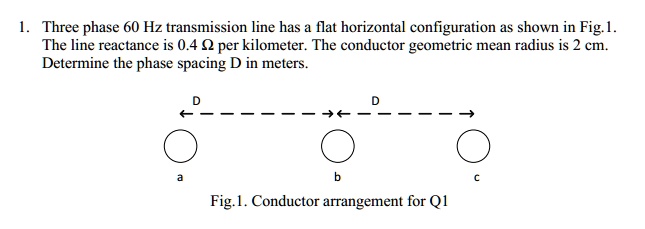 SOLVED: Three-phase 60 Hz transmission line has a flat horizontal ...