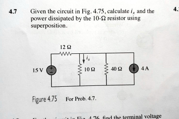 given the circuit in fig 475 calculate ix and the power dissipate by ...