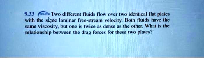 9.33 Two different fluids flow over two identical flat plates with the ...