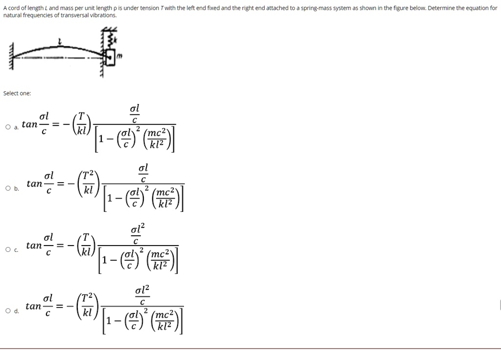 A cord of length L and mass per unit length p is under tension T with ...