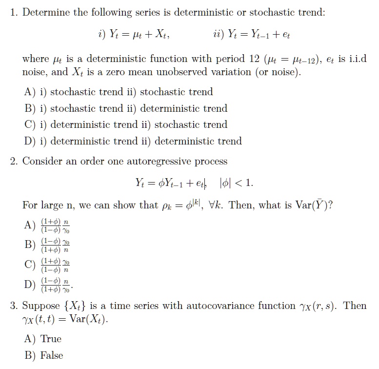 1 Determine The Following Series Is Deterministic Or Stochastic Trend