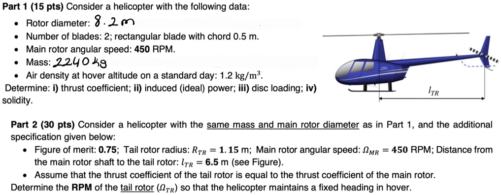 part 1 15 pts consider a helicopter with the following data rotor ...