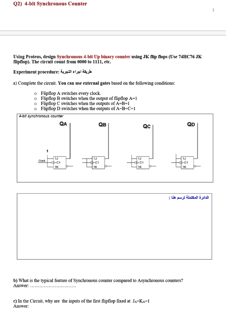 Solved Q2 4 Bit Synchronous Counter Using Proteus Design A Synchronous 4 Bit Up Binary 8029