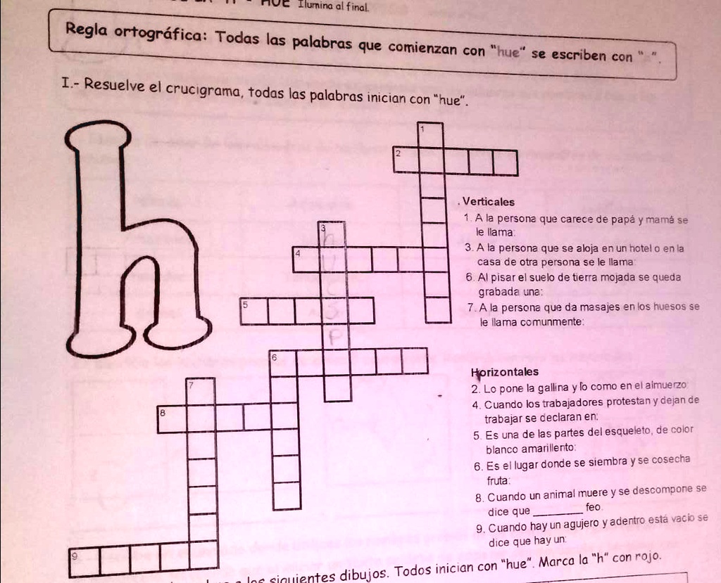 resuelve el crucigrama todas las palabras que inicien con huev ayudame ...