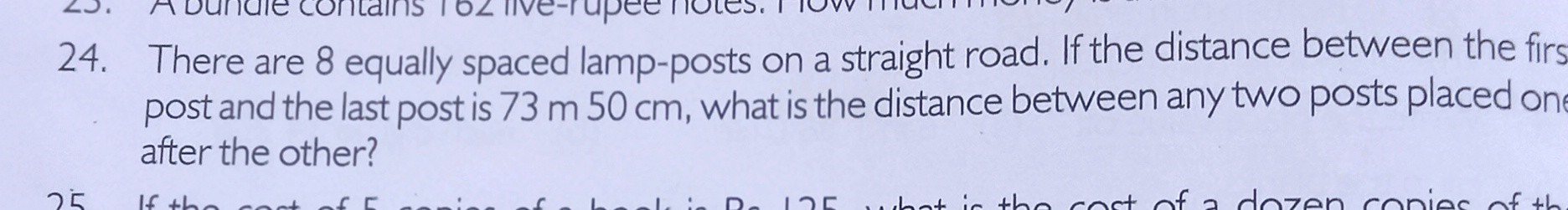 SOLVED: 24. There are 8 equally spaced lamp-posts on a straight road ...