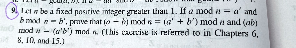 Solved Let N Be A Fixed Positive Integer Greater Than 1 If A Mod N 2469