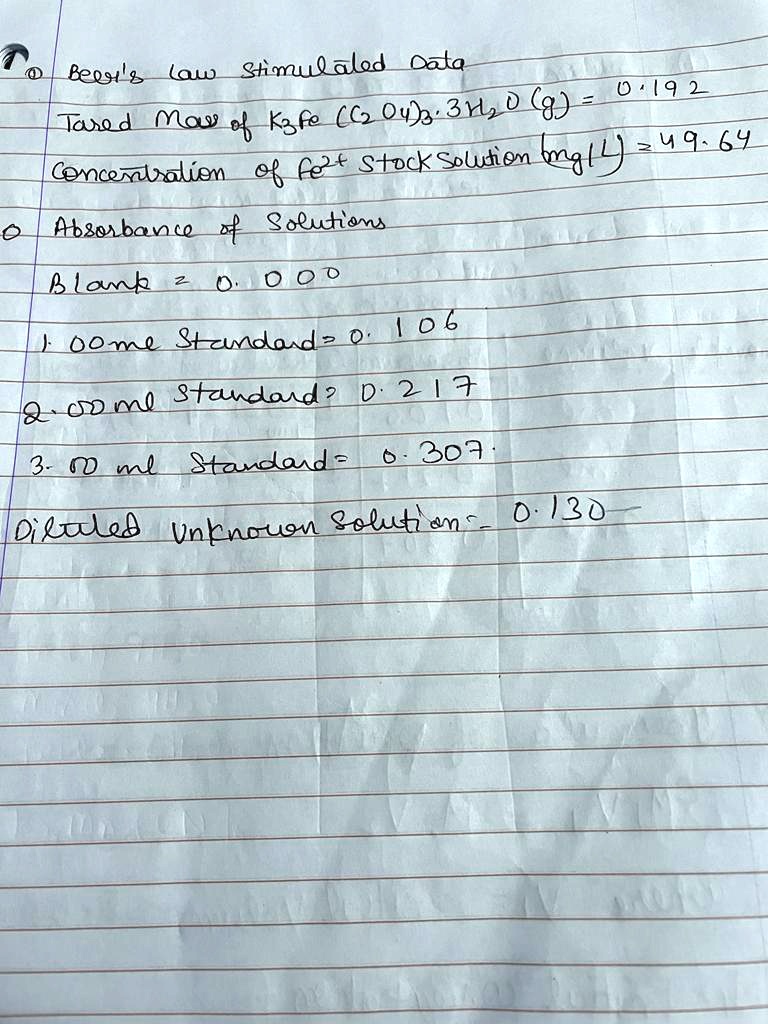 SOLVED: Text: Total volume of volumetric flask = 100ml 1. Use the given value for the ...