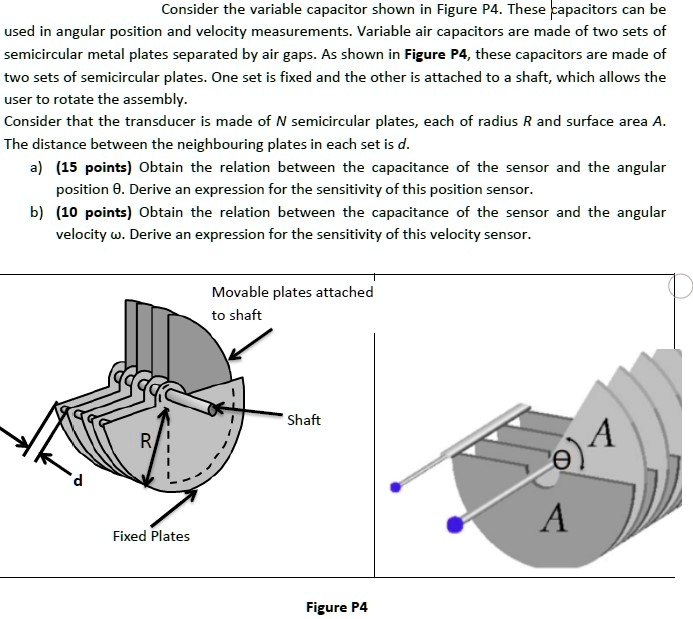 SOLVED: Consider the variable capacitor shown in Figure P4. These capacitors can be used in ...