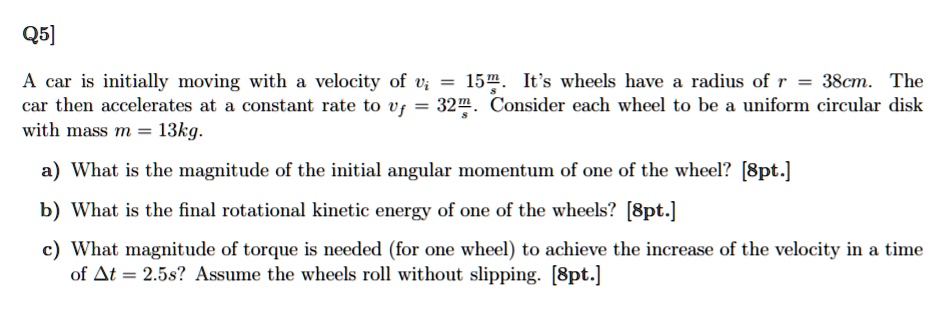 q5 car is initially moving with velocity of va 15 it s wheels have ...