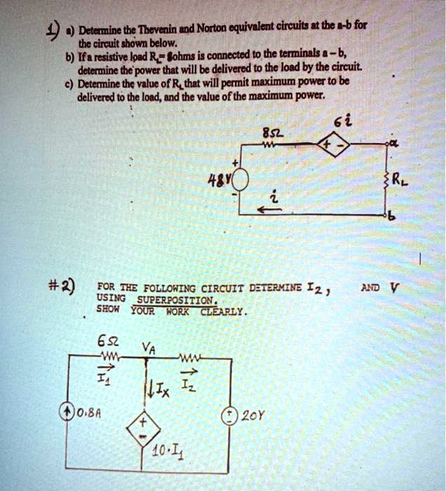 1) a) Determine the Thevenin and Norton equivalent circuits at the a-b ...