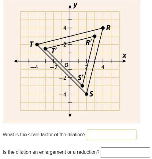 SOLVED: "What is the scale factor of the dilation? Is the dilation an ...