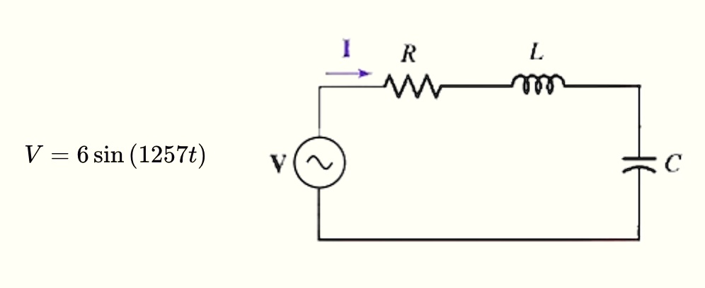 SOLVED: The circuit is connected to an alternating voltage source of 6V maximum value with a ...