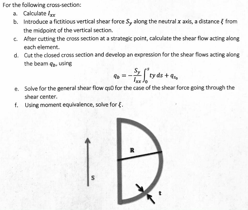 For the following cross-section: a. Calculate Ixx b. Introduce a fictitious vertical shear force ...