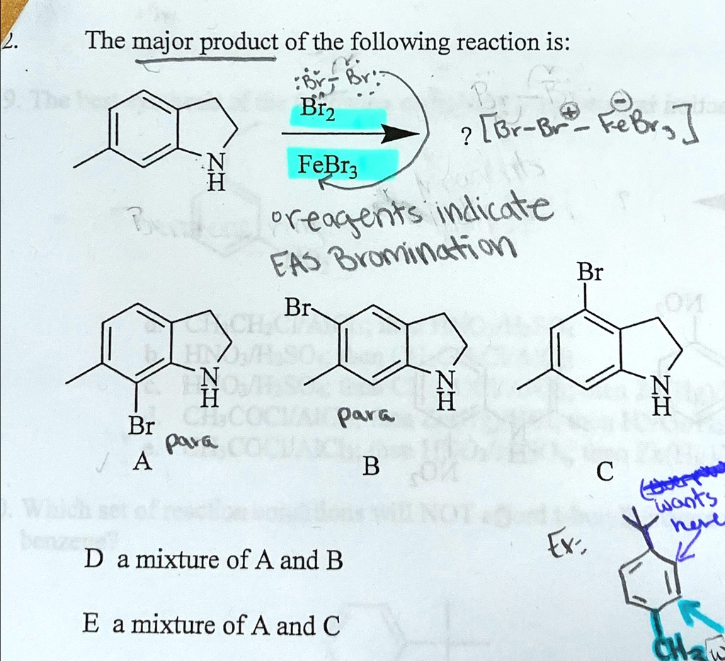 the major product of the following reaction is br br febr3 reagents ...