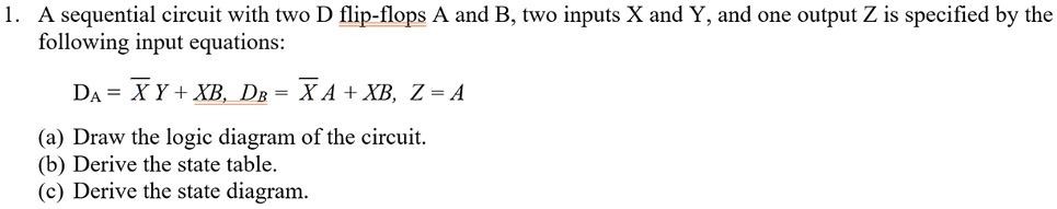SOLVED: A sequential circuit with two D flip-flops A and B,two inputs X ...