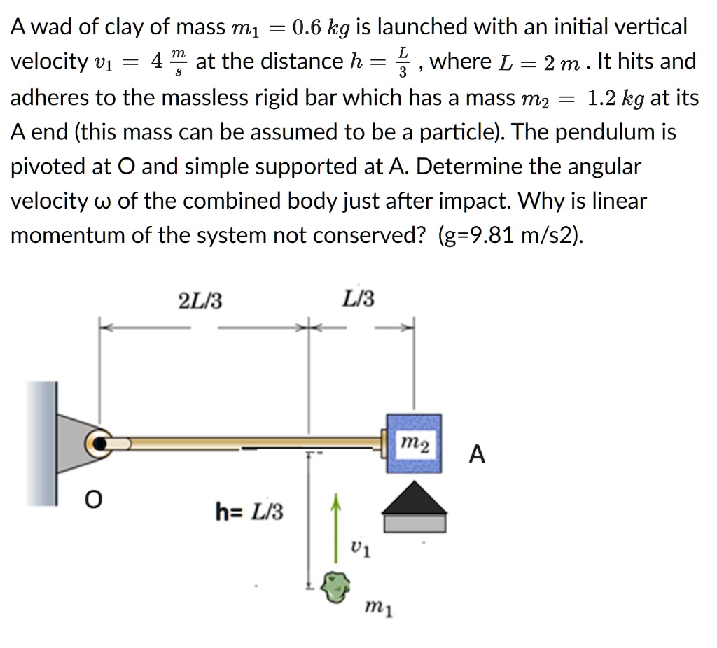 A wad of clay of mass m1 = 0.6 kg is launched with an initial vertical ...