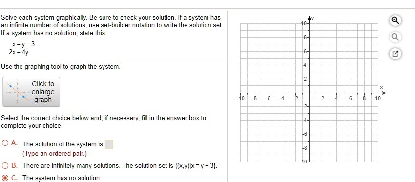 solve each system graphically be sure to check your olution system has infinite number of ...