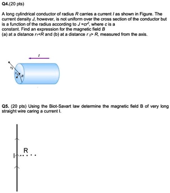 0420 pts a long cylindrical conductor of radius r carries current as shown in figure the current ...