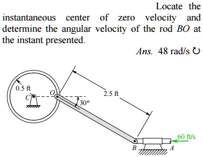 Locate the instantaneous center of zero velocity and determine the ...