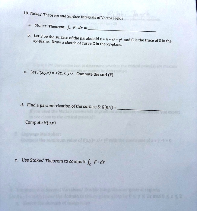 Solved Stokes Theorem And Surface Integrals Vector Fields Stokes Theorem C Let Be The