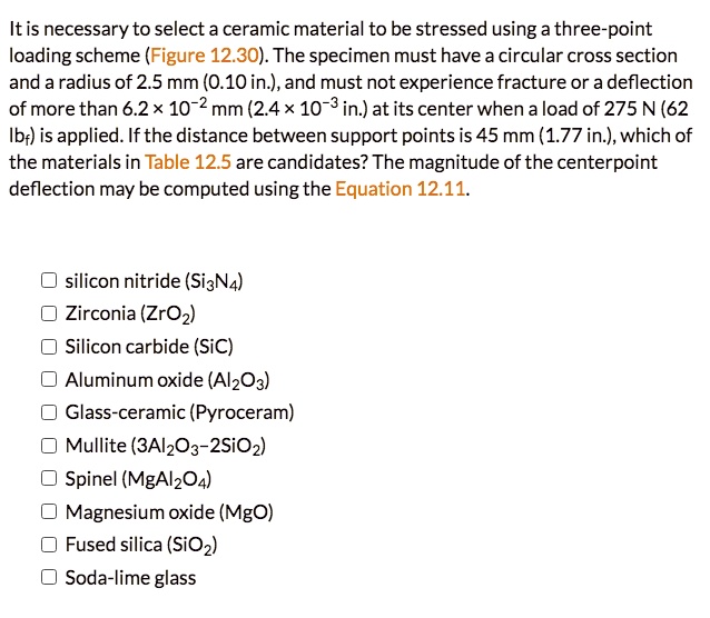 itis necessary to select a ceramic material to be stressed using a ...