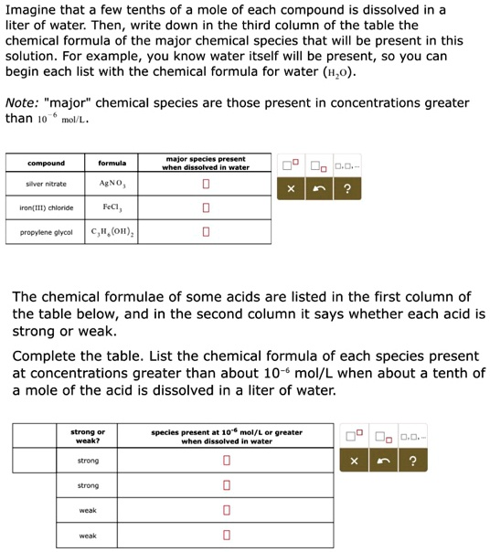 SOLVED: Imagine that a few tenths of a mole of each compound is ...