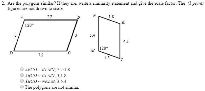 SOLVED: Are the polygons similar? If they are, write a similarity statement and give the scale ...