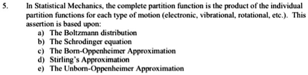 SOLVED: In Statistical Mechanics. the complete partition function is ...