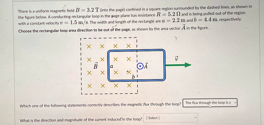 SOLVED: There is a uniform magnetic field B=3.2T (into the page) confined in a square region ...