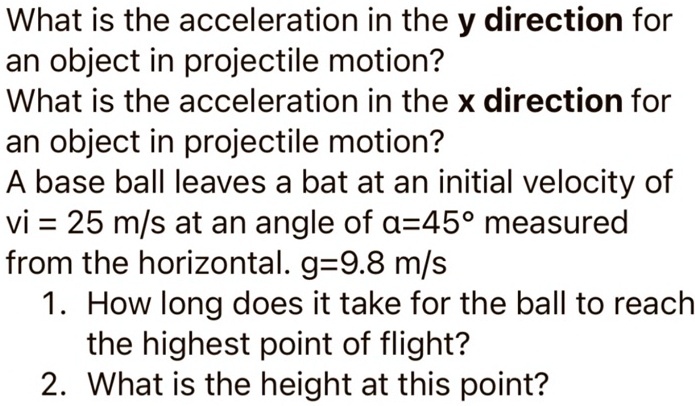 SOLVED: What is the acceleration in the y direction for an object in ...
