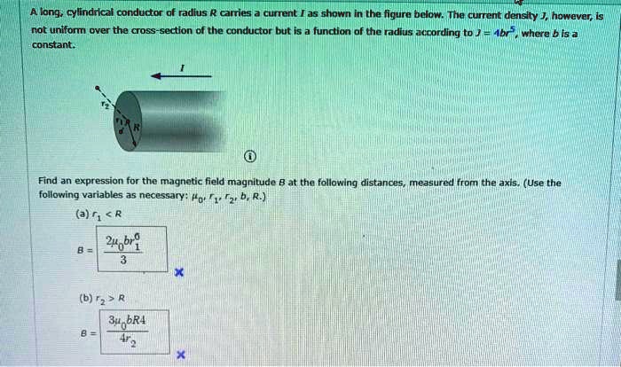 SOLVED: A long cylindrical conductor of radius R carries a current I as shown in the figure ...