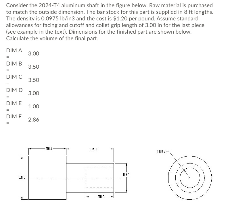 SOLVED: Consider the 2024-T4 aluminum shaft in the figure below. Raw ...