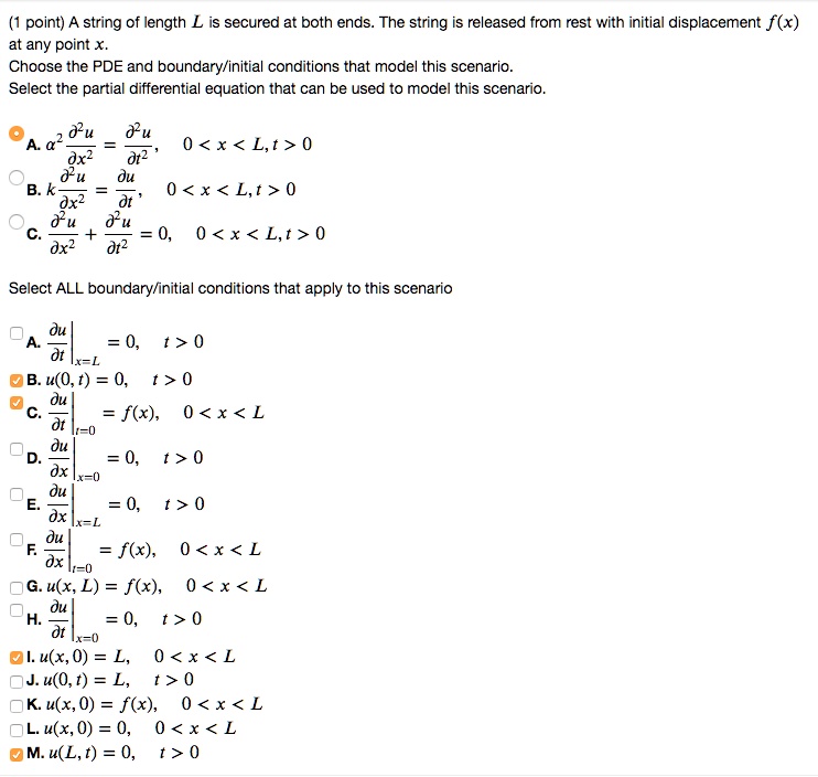 SOLVED: A string of length L is secured at both ends. The string is released from rest with an ...