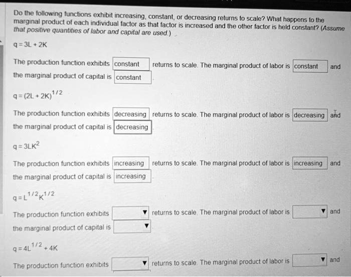 Do the following functions exhibit increasing,constant, or decreasing ...