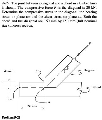 9-26. The joint between a diagonal and a chord in a timber truss is ...